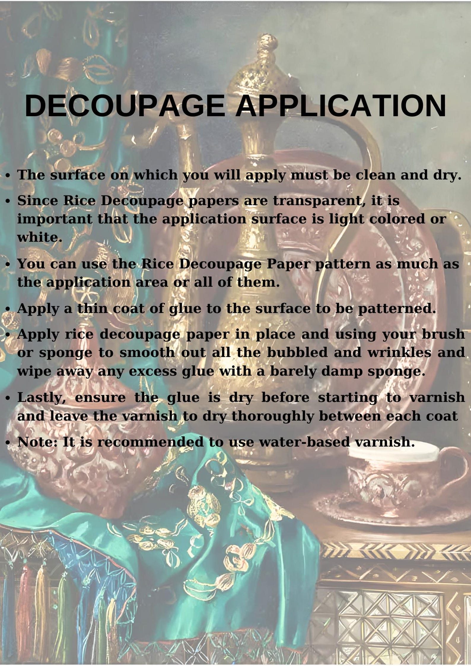 Rice Decoupage Paper for Furniture | Large Decoupage Paper | 3 Size ...