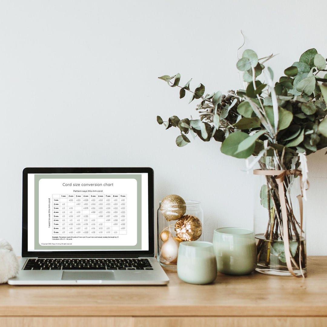 Cord Size Conversion Chart, Digital Download, PDF, Macrame Cord ...