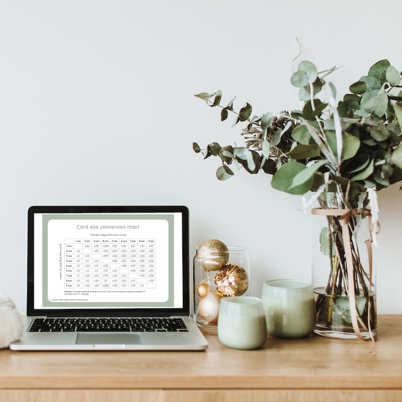 Cord Size Conversion Chart, Digital Download, PDF, Macrame Cord ...