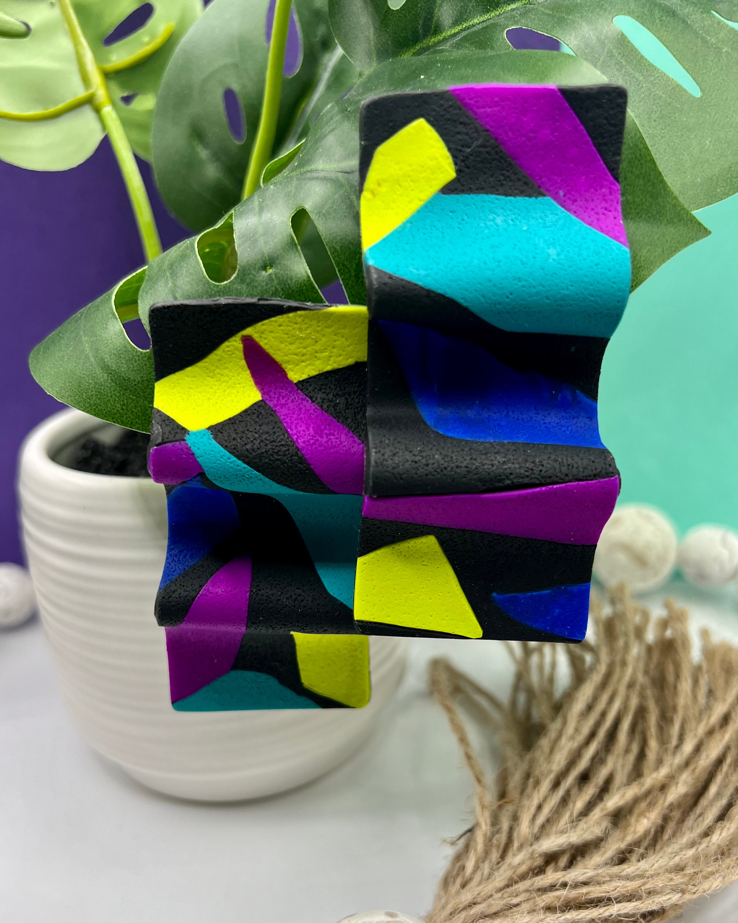 Kimberly BRIGHT CLAY EARRINGS Multicolor Dangle L Bold Statement ...