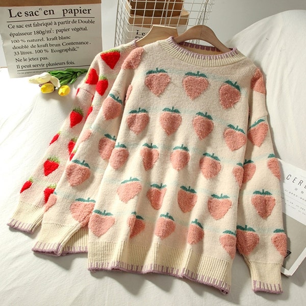 Strawberry Sweater - Etsy