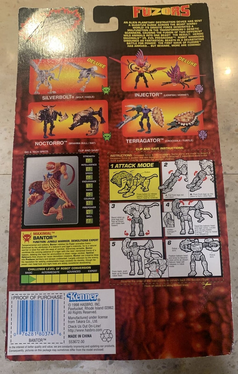 Transformers Beast Wars Fuzors Bantor New Factory Sealed 1998 ...