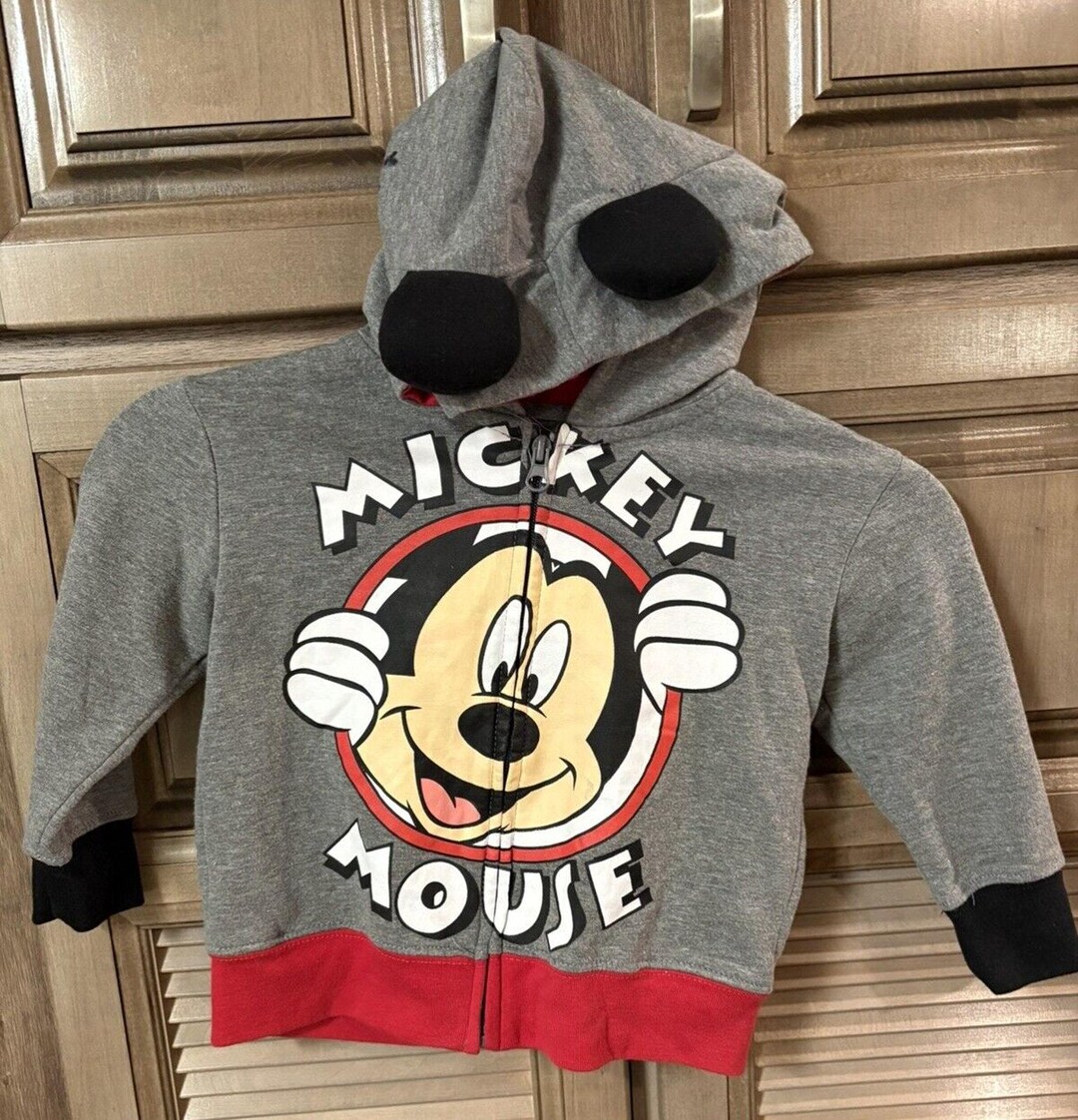 Vtg 2000s Disney Mickey Mouse Zipper Sweatshirt Ears Hoodie Size 2T ...