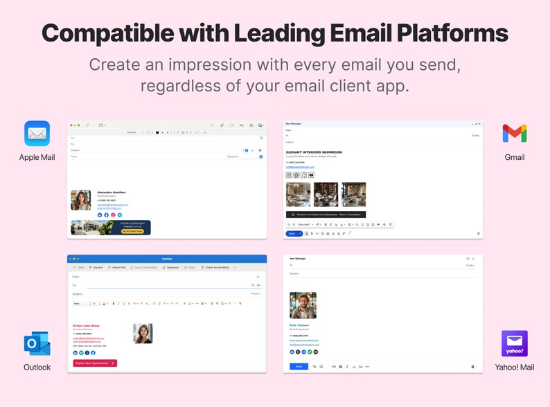 Clickable Email Signature Template Bundle | Customizable & Mobile-friendly | Compatible With ...
