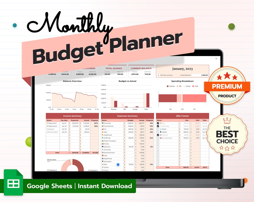 Financial Planner 2024: Monthly Budget Spreadsheet, User-friendly ...