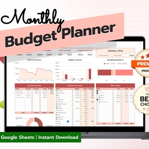 Financial Planner 2024: Monthly Budget Spreadsheet - Etsy