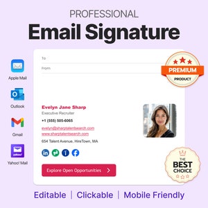 Customizable & Mobile-friendly Email Signature | Clickable Design ...