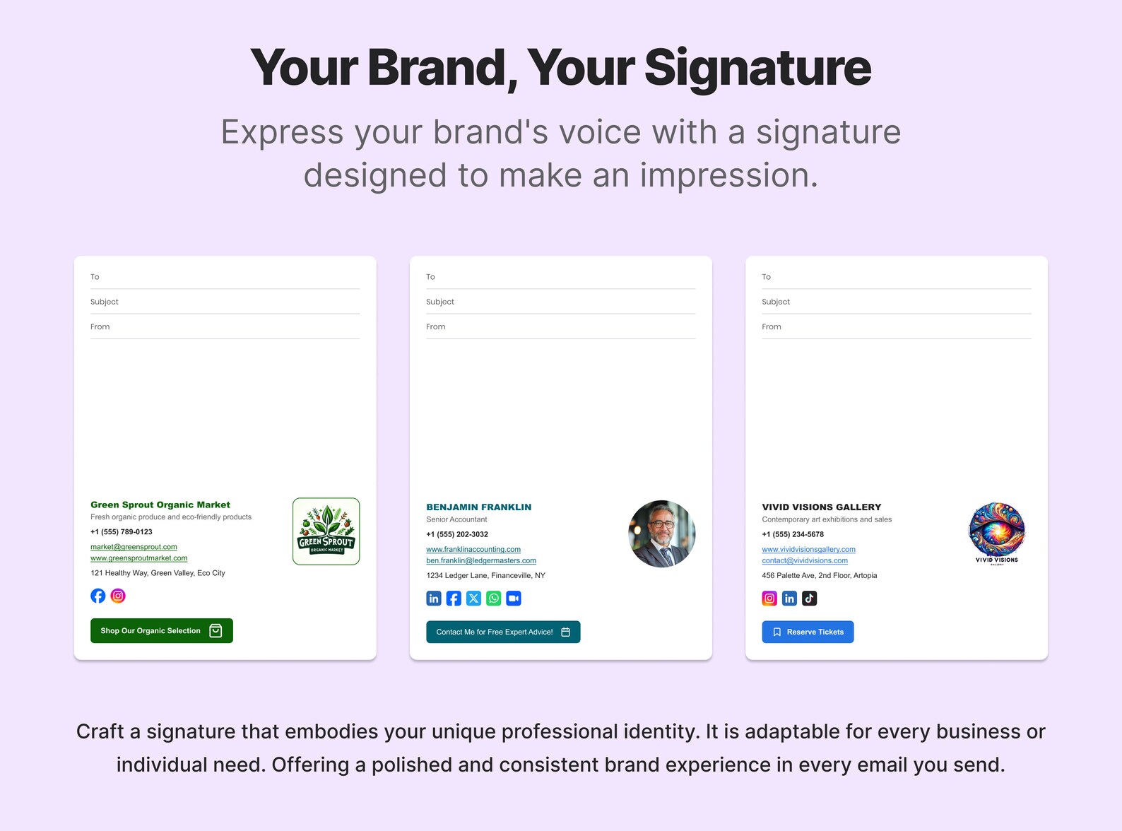 Customizable & Mobile-friendly Email Signature | Clickable Design ...