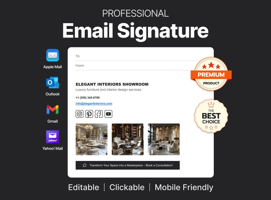 Professional Email Signature Portfolio Template | Clickable ...