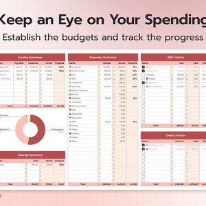 Financial Planner 2024: Monthly Budget Spreadsheet - Etsy