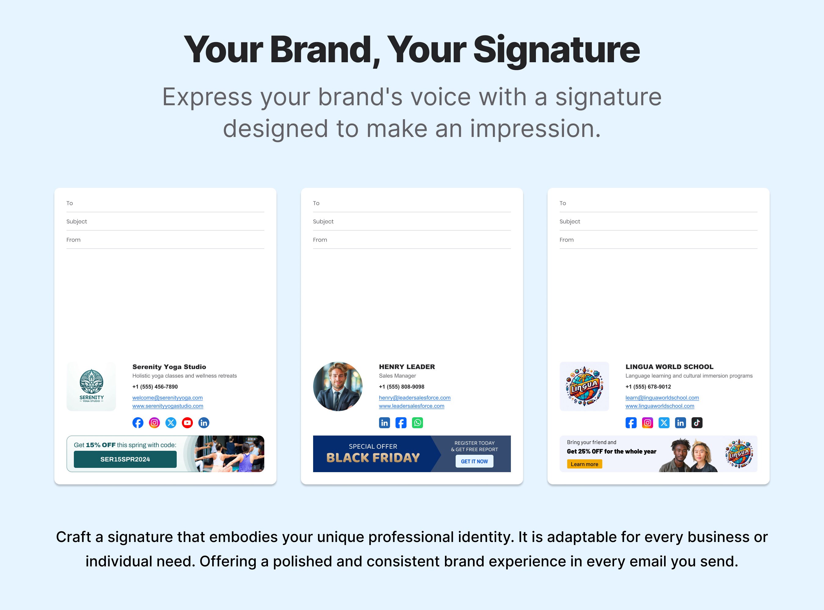Professional Clickable Email Signature Template Customizable & Mobile ...