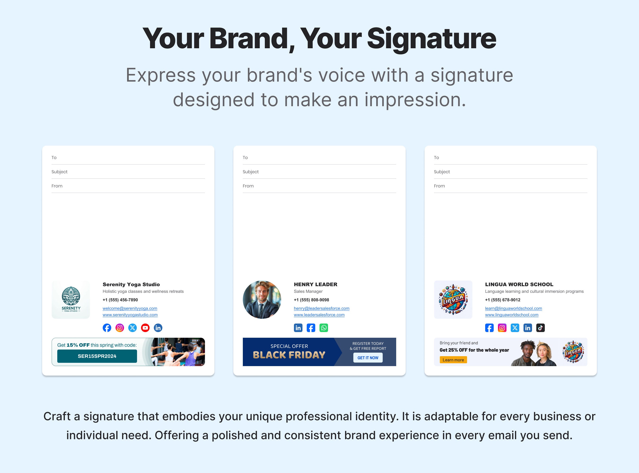 Professional Clickable Email Signature Template | Customizable & Mobile ...
