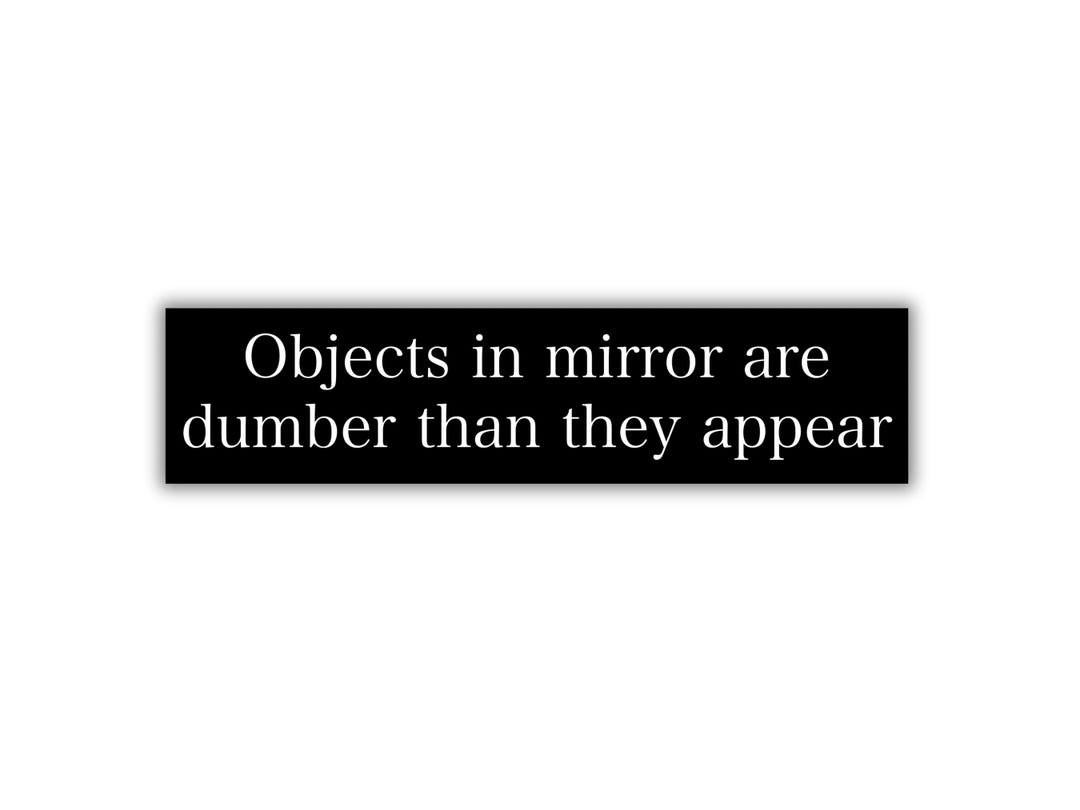 Objects in Mirror Are Dumber Than They Appear Bumper Sticker, Unhinged ...