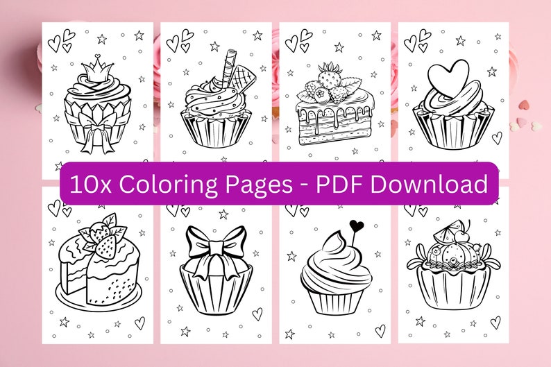 10x Cake and Cupcake Coloring Pages PDF Download Coloring Pages for ...