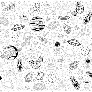 Coloring Poster for Kids Outer Space Digital Download Coloring Poster ...