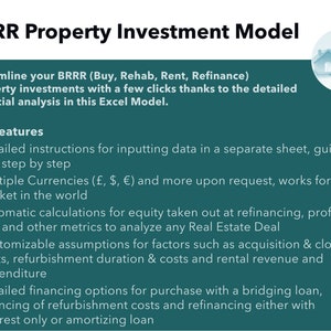 BRRR Property Investment Excel Model: Real Estate Analysis to Buy ...