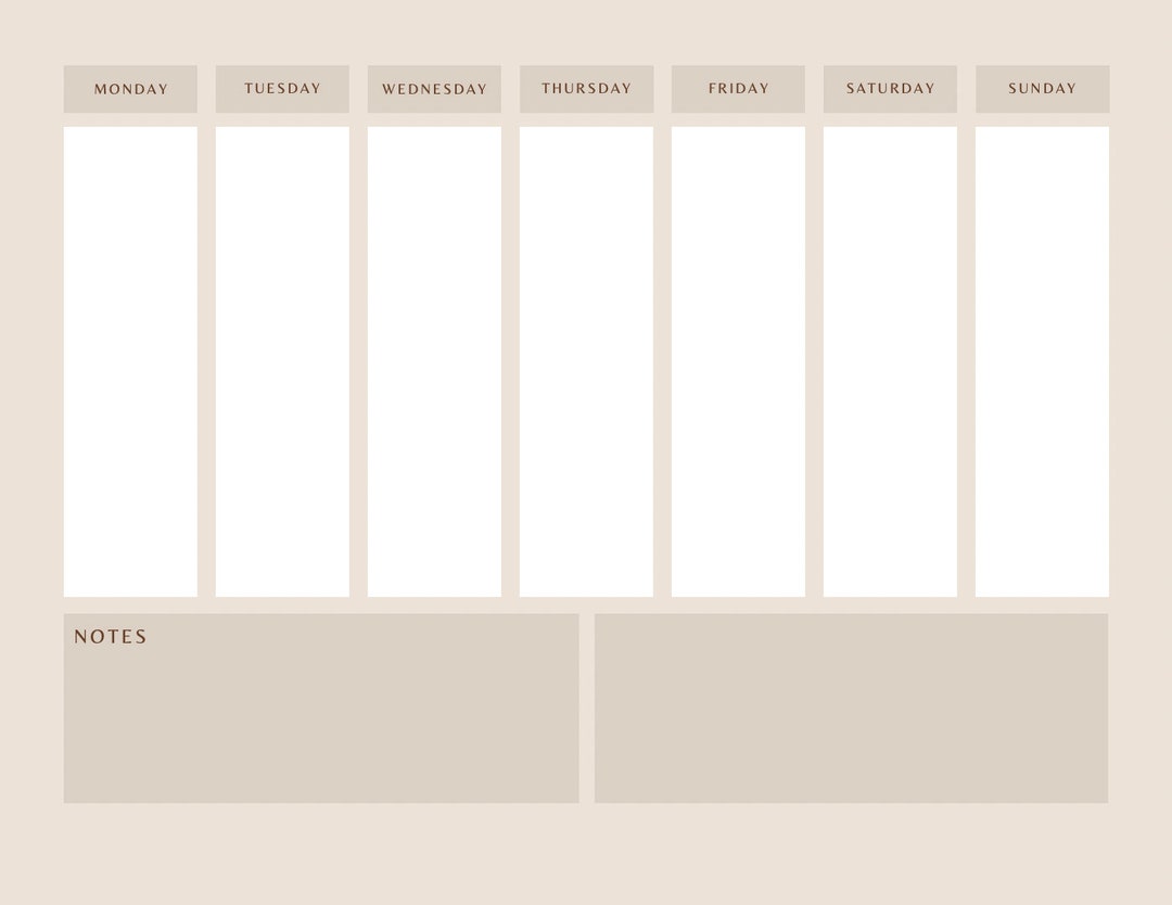 Weekly Planner, Printable, Minimalist Design, Neutral Colors, Weekly ...