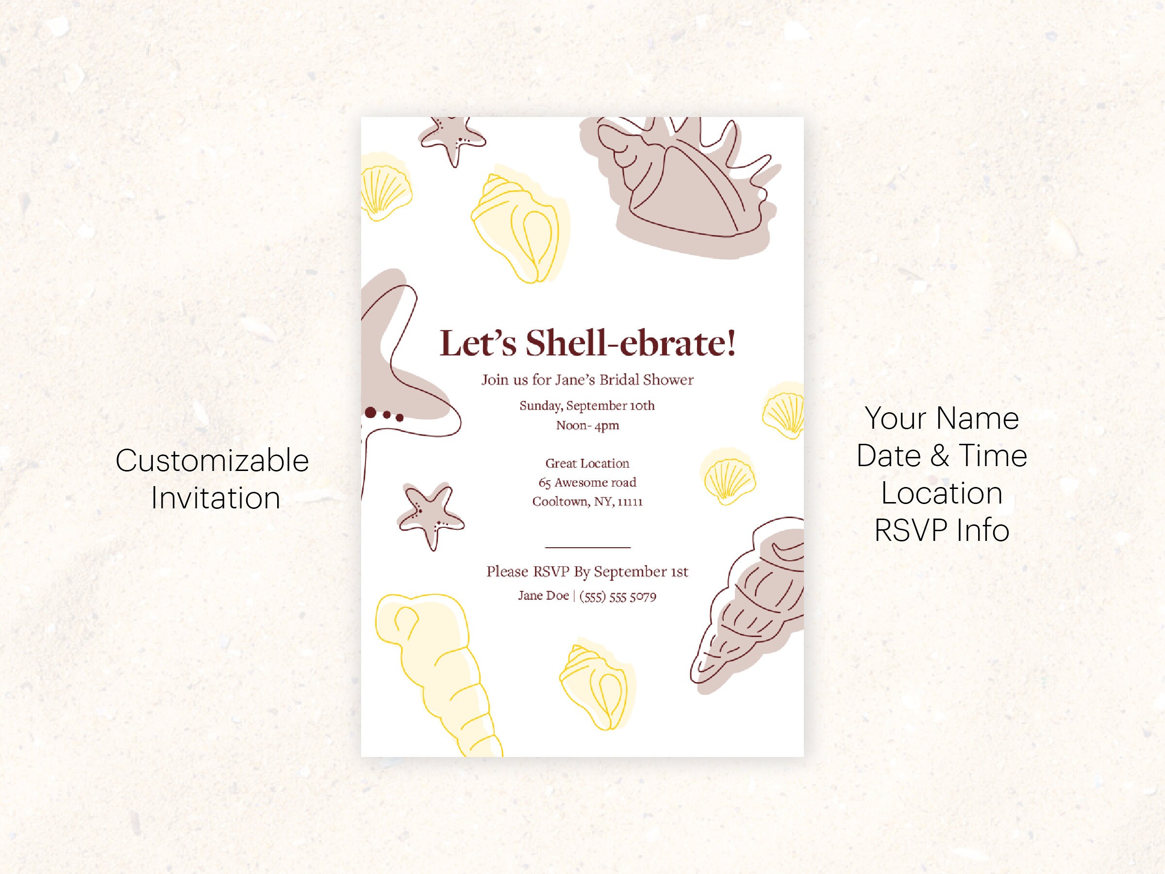 Custom Beach Themed Invitation - Etsy