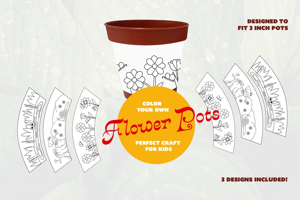 Color Your Own Flower Pot Printable Crafting Activity - Etsy