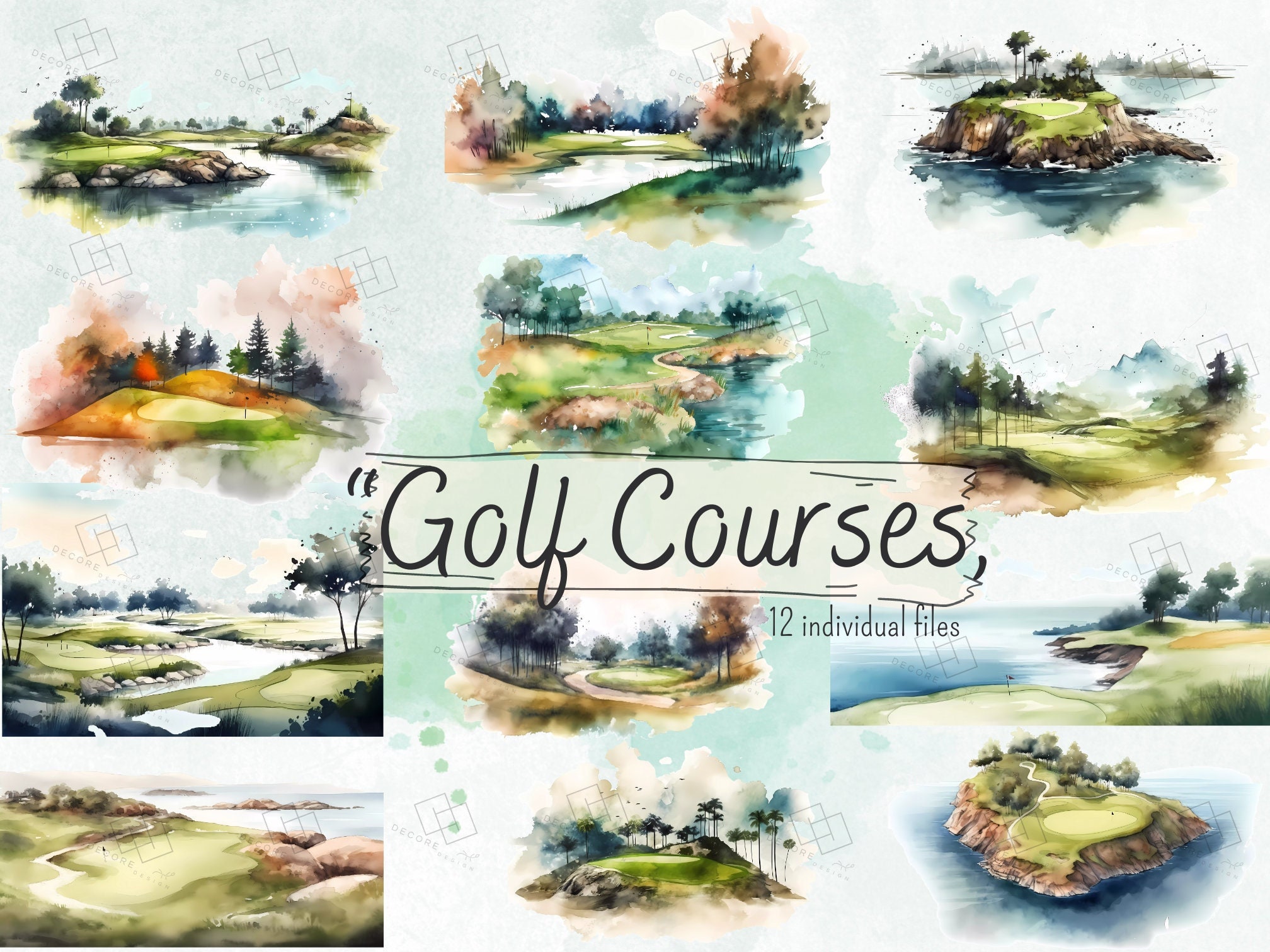 Watercolor Golf PNG Art Print Golf Themed Decor Golf Decor Boys Room ...