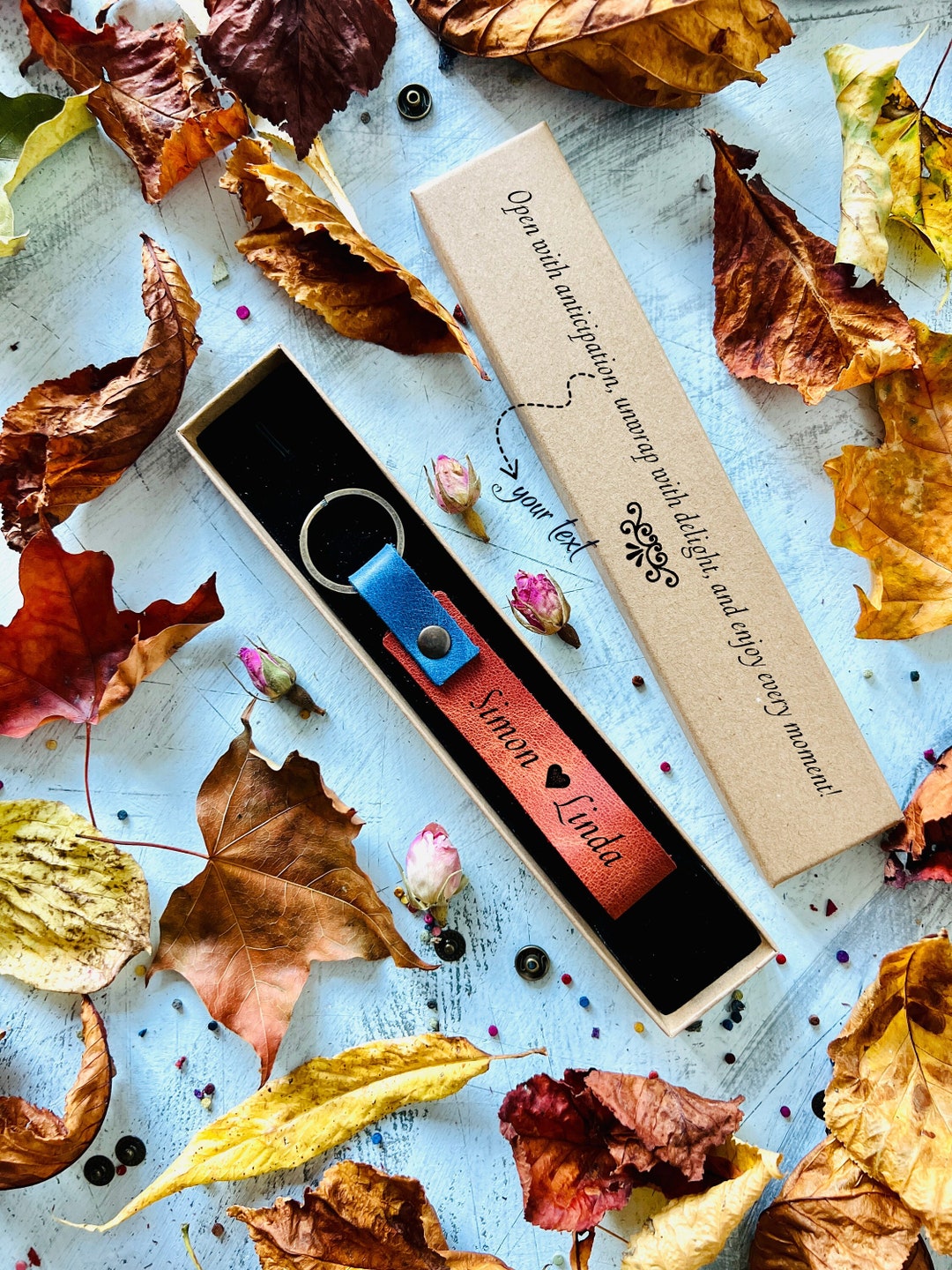 Personalized Leather Keychain Christmas Gift Custom Keyring - Etsy