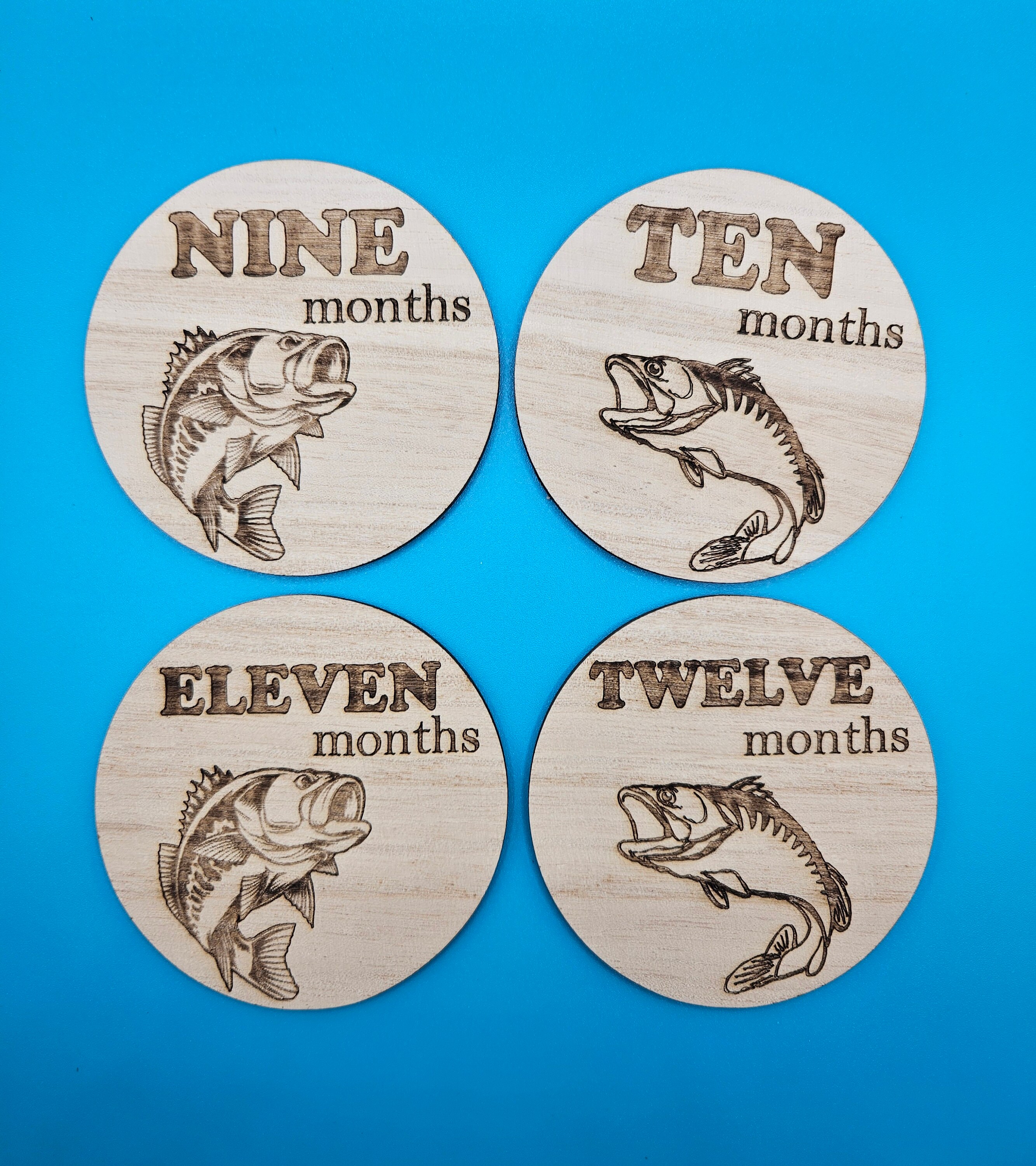 Fishing Bass Milestone Markers, Photo Prop for Baby, Monthly Milestone ...