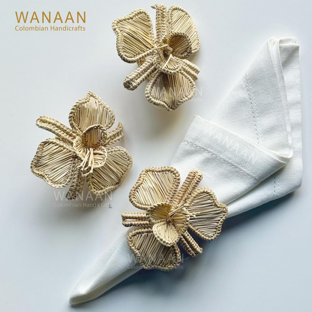 Orchid Iraca Straw Napkin Ring, Colombian Artisan Table Décor, Tropical ...