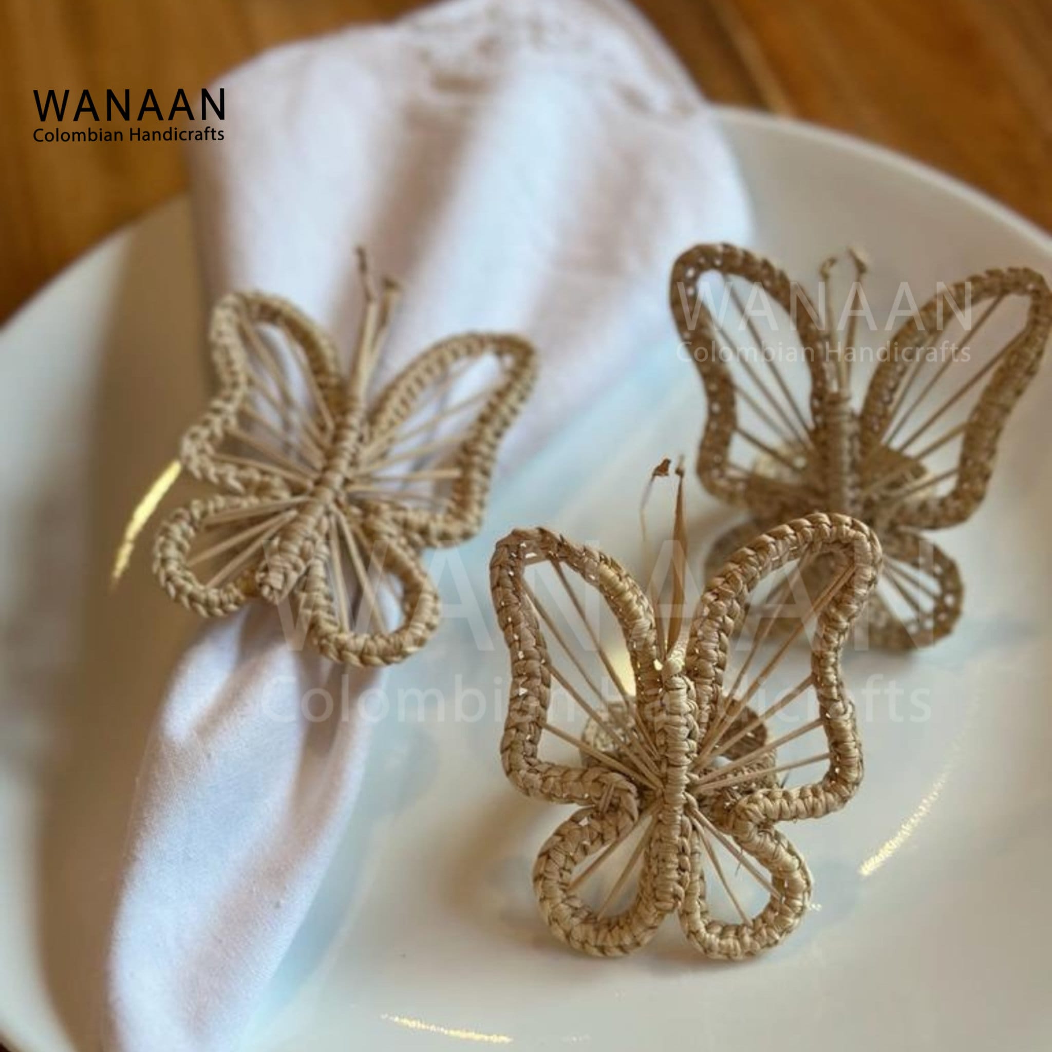 Butterfly Napkin Ring, Iraca Straw Napkin Ring, Handmade From Colombia ...