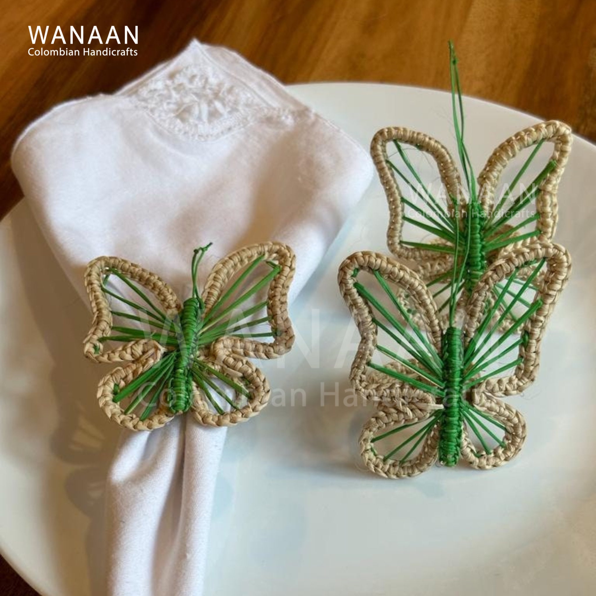 Butterfly Napkin Ring, Iraca Straw Napkin Ring, Handmade From Colombia ...