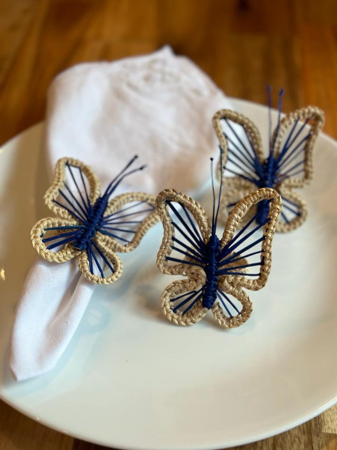 Butterfly Napkin Ring Iraca Straw Napkin Ring Handmade From - Etsy