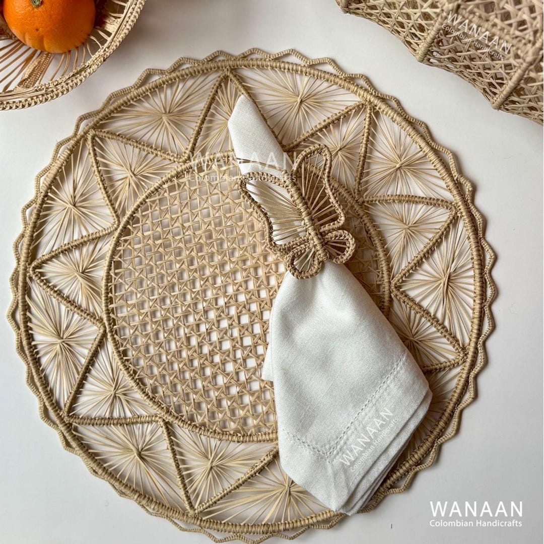 Butterfly Napkin Ring, Iraca Straw Napkin Ring, Handmade From Colombia ...