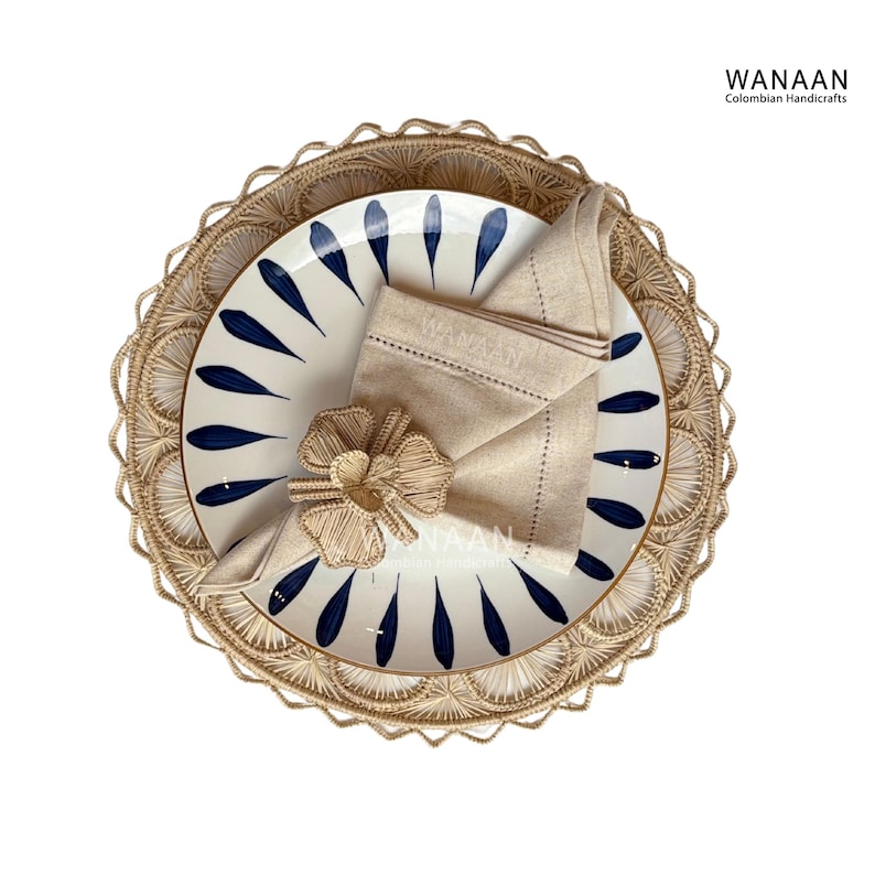 Orchid Iraca Straw Napkin Ring, Colombian Artisan Table Décor, Tropical ...