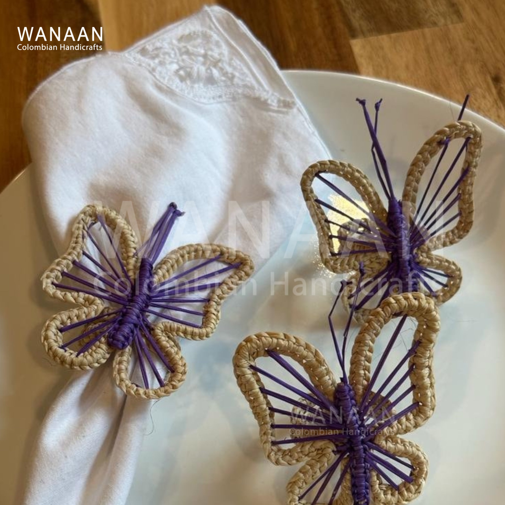 Butterfly Napkin Ring, Iraca Straw Napkin Ring, Handmade From Colombia ...