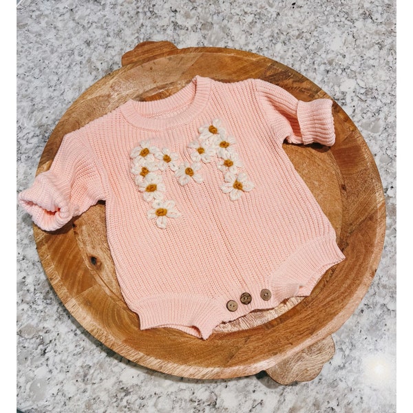 Embroidered Baby Knitted Romper - Etsy