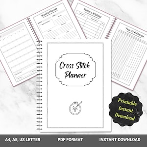 PRINTABLE Cross Stitch Planner, Undated, Minimalist, Tracker, Journal ...
