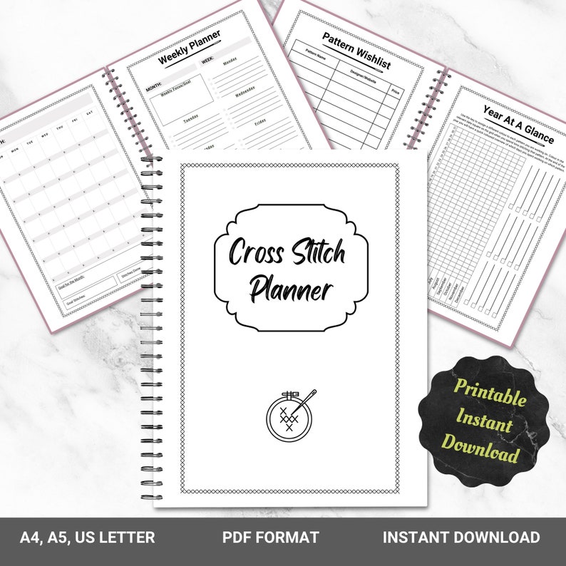 PRINTABLE Cross Stitch Planner, Undated, Minimalist, Tracker, Journal ...