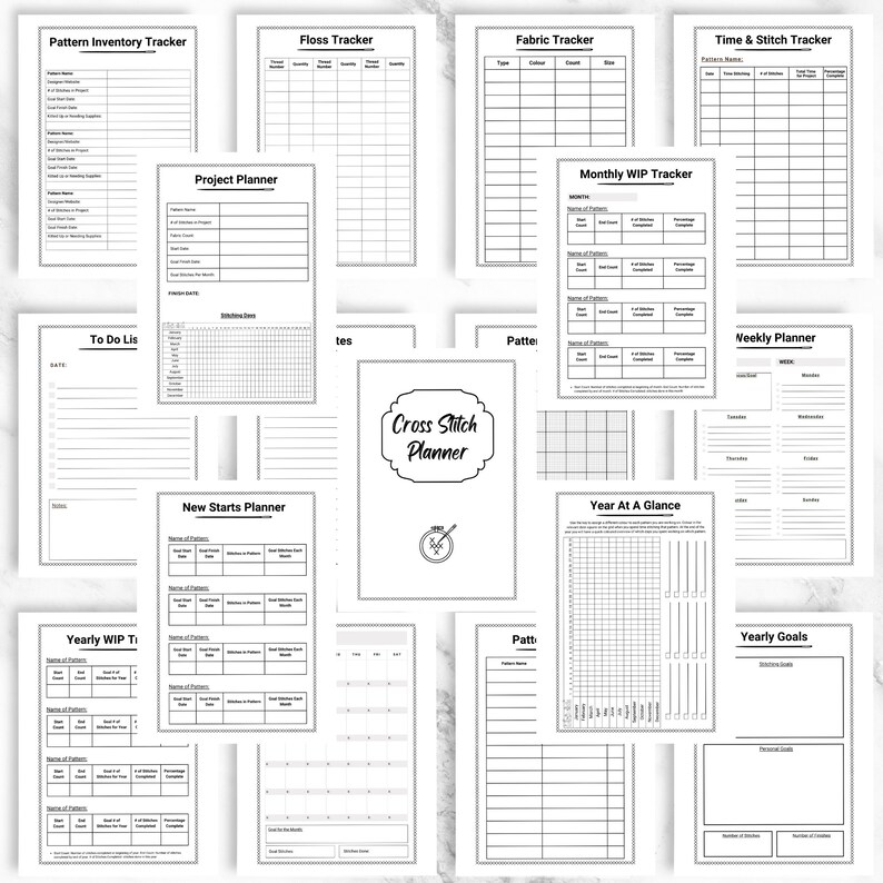 PRINTABLE Cross Stitch Planner, Undated, Minimalist, Tracker, Journal ...