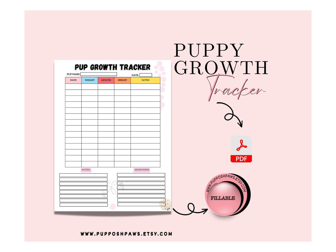 Fillable Puppies Growth Tracker: Tracks Puppies Weight, Length and ...