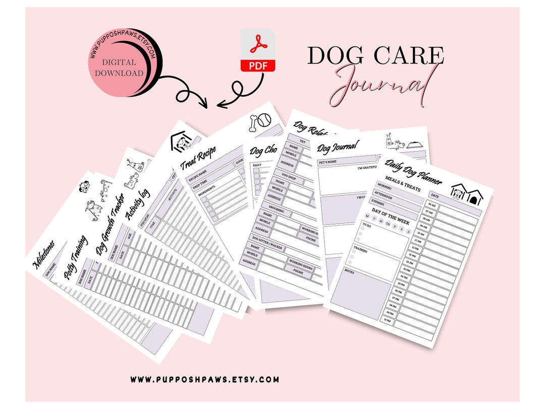 Printable All-in-one Dog Care Planner, Veterinarian Pet Organizer ...
