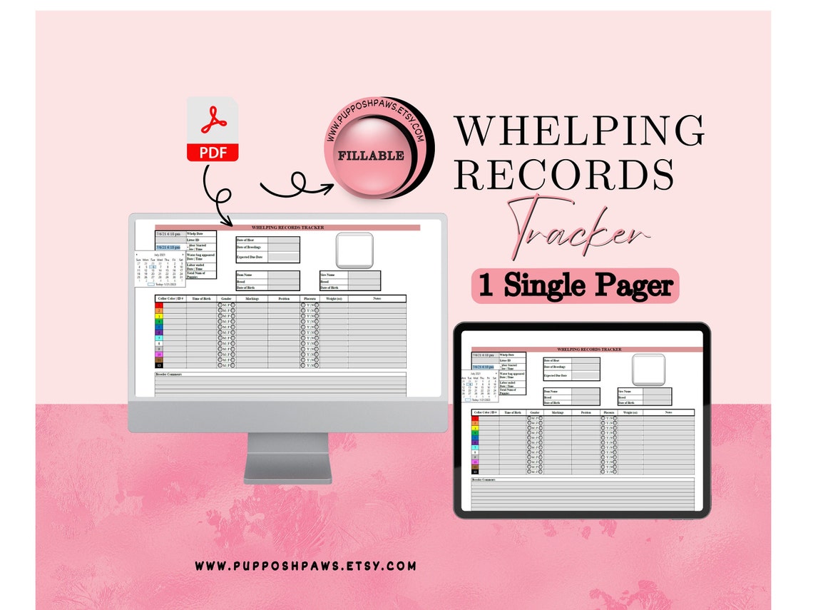 Fillable Whelping Records Tracker: Litter Form for Dog Breeders - Etsy