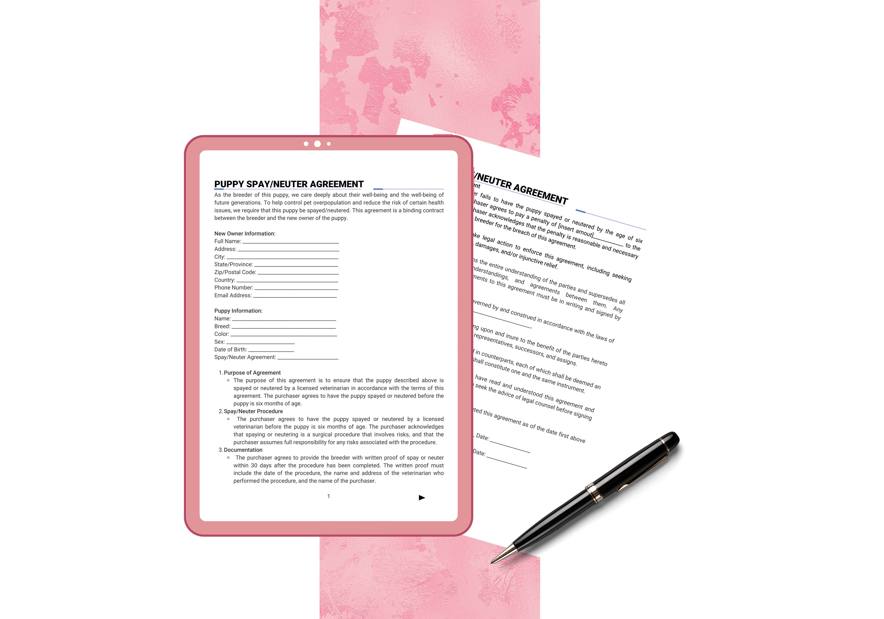 Spay and Neuter Your Pets Contract Agreement, Editable Breeder Form - Etsy