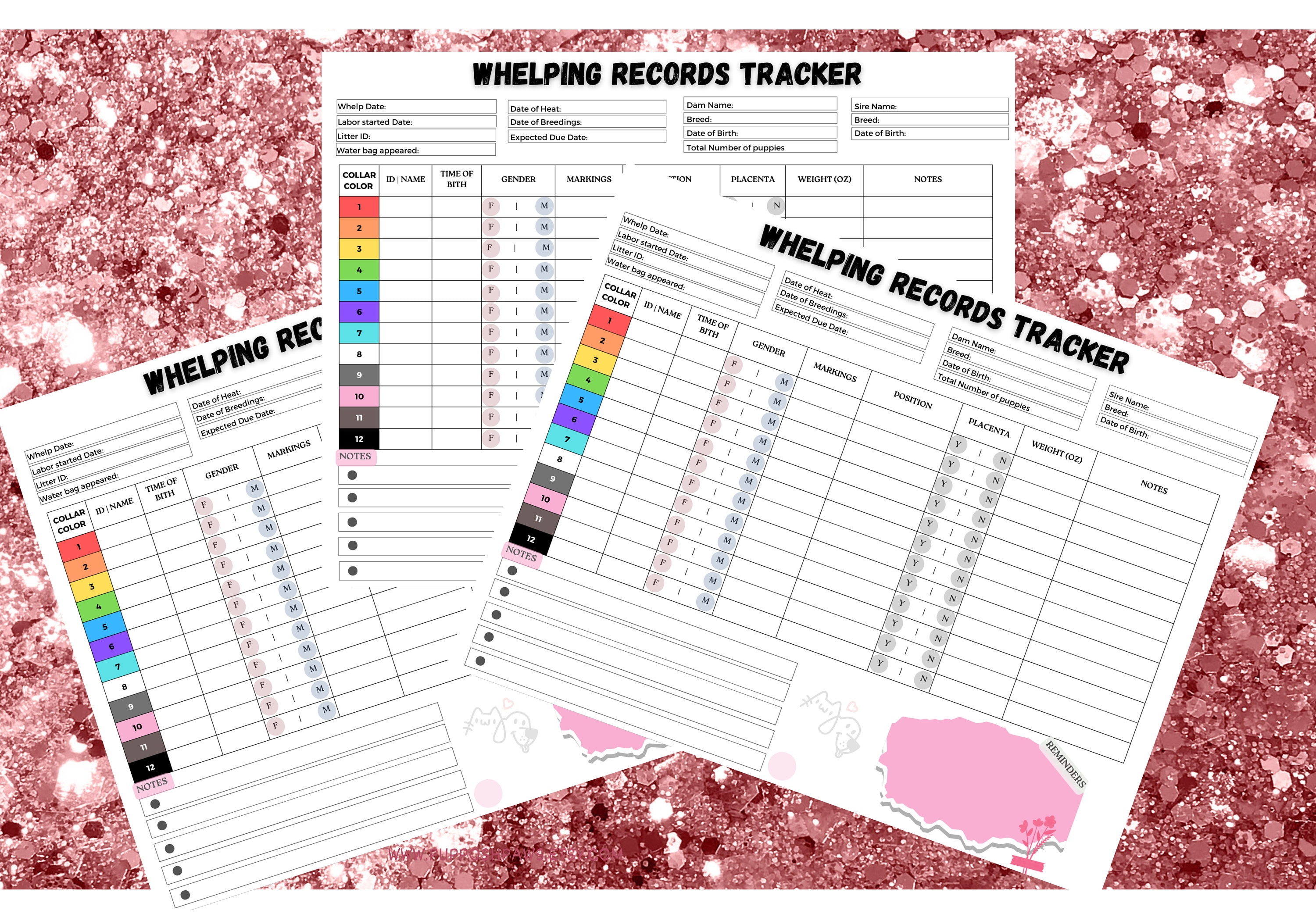Printable Cute Puppies Whelping Records Tracker, Breeders Form - Etsy