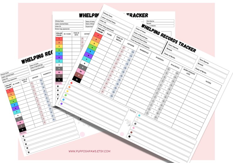 Printable Puppies Whelping Tracker, Breeder Records Form - Etsy