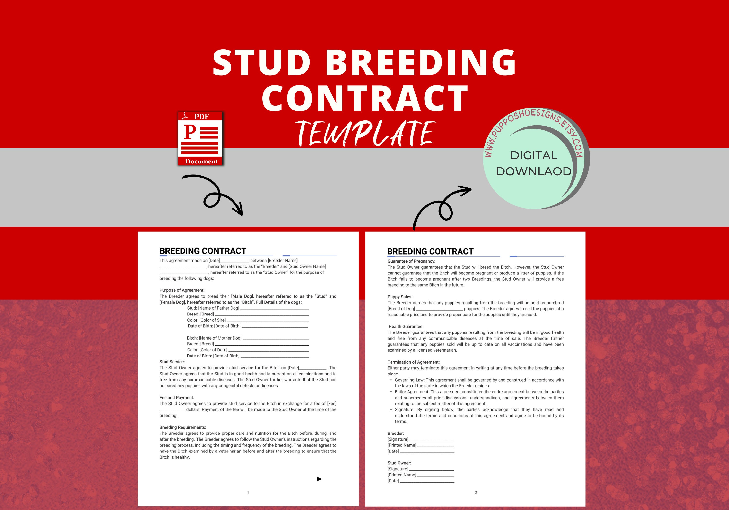 Bundle: Puppy Sales Contract, Bitch Breeding Contract, Stud Breeding ...