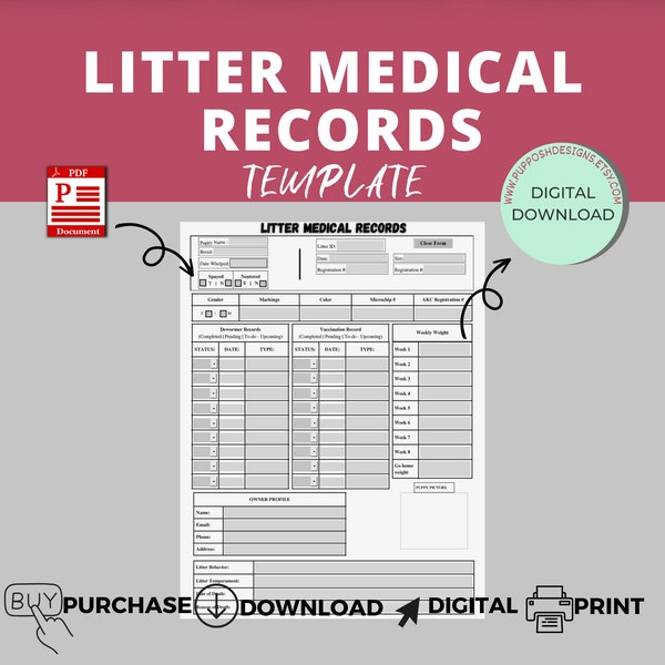 Puppy Vaccination Record - Etsy