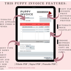 Pawfect Puppies Invoice: Fillable Invoice Receipt for Dog Breeders and ...