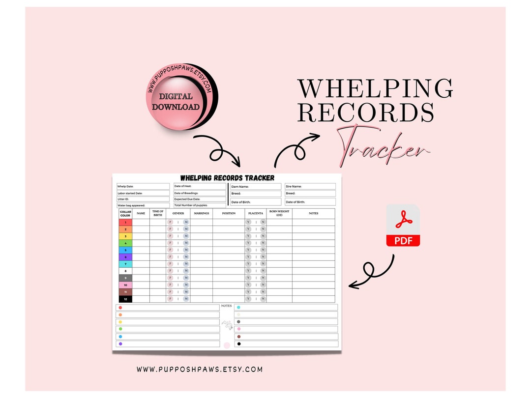 Printable Puppies Whelping Tracker, Breeder Records Form - Etsy
