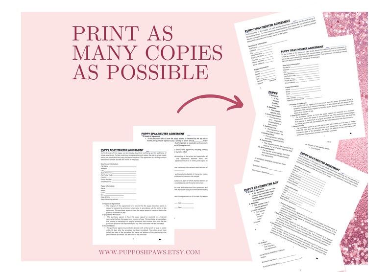 Spay and Neuter Your Pets Contract Agreement, Editable Breeder Form - Etsy