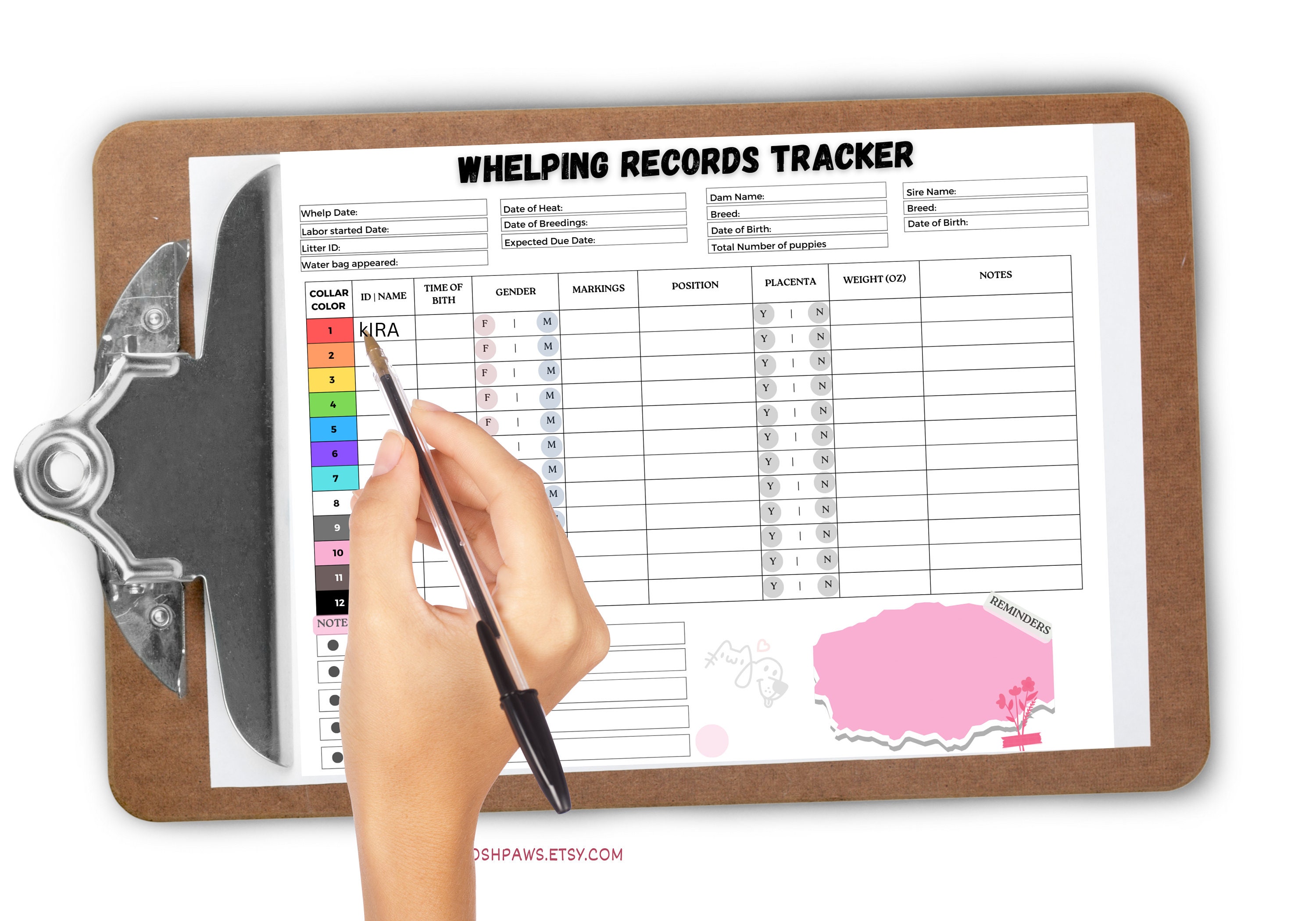 Printable Cute Puppies Whelping Records Tracker, Breeders Form - Etsy