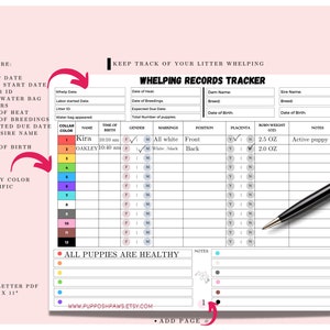 Printable Puppies Whelping Tracker, Breeder Records Form - Etsy